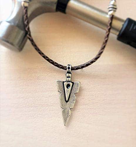 Amazon.com: Arrowhead Necklace for Men With Braided Leather Cord And ...