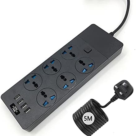 UK Extension Lead with 4 (2.1A) USB Slots, 6 Gang Electrical Sockets ...