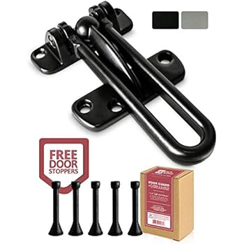 Black U Swing Bar Lock- Door Guard for Hinged Swing-in Doors, Secondary ...