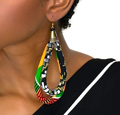 Amazon.com: Double Loop Kente Ankara Earrings | African Earrings ...