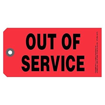 Amazon.com: Out of Service Tags 50-pk. - 6.25" x 3.5", Cardstock ...