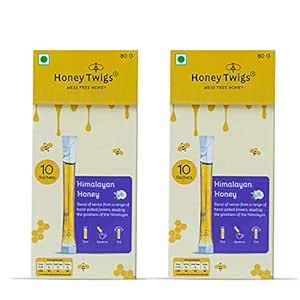 Honey Twigs Himalayan Multi Floral Honey,100% Natural Pure Honey,160Gms (20 Single Sachets-80G X ...