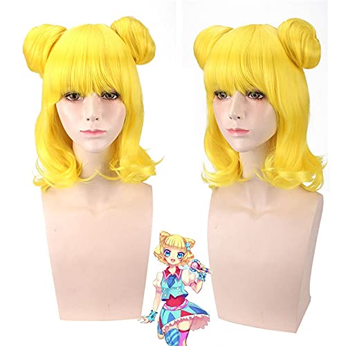 Anime Pripara Minami Mirei Yellow Wig Cosplay Costume Short Curl ...