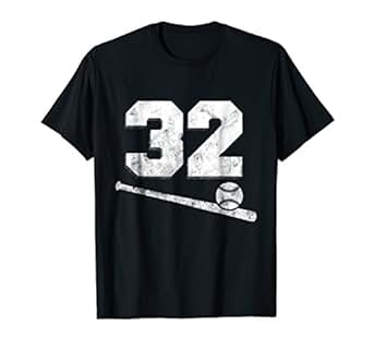 Amazon.com: Vintage Baseball Jersey Number 32 T-Shirt Player Number ...