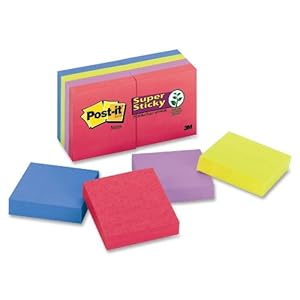 Amazon.com : MMM6228SSAU - Post-it Notes Super Sticky 2x2 Jewel Pop ...