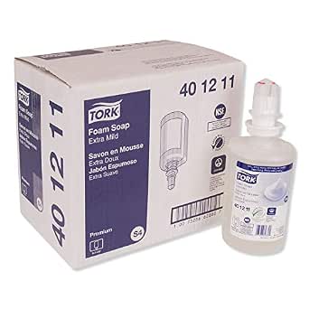 Tork 401211 Premium Jabón de espuma extra suave, incoloro, botella de 1 ...