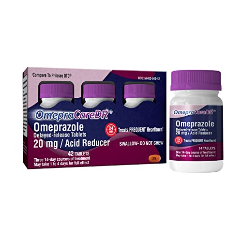 OmepraCare DR Tablets Omeprazole 20mg Acid Reducer for Heartburn, (14 ...