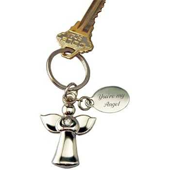 Amazon.com : Personalized Guardian Angel Keychain Engraved Free : Key ...