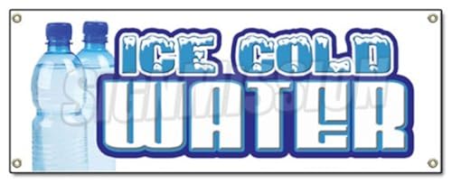48"x120" ICE Cold Water Banner Sign Bottled Water Signs Stand soda pop ...