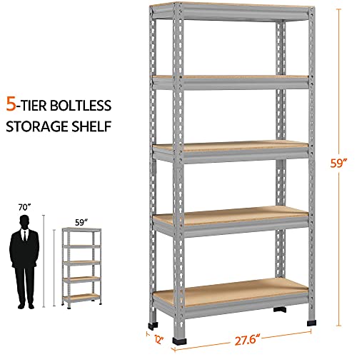 Topeakmart 5-Tier Garage Storage Shelves, Heavy Duty Metal Shelving ...