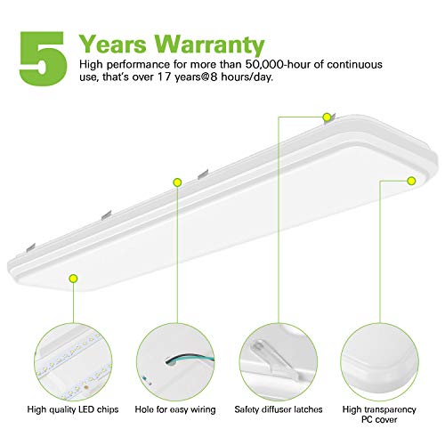 4FT LED Flush Mount Puff Ceiling Light 60W High Output 6600 Lumens ...