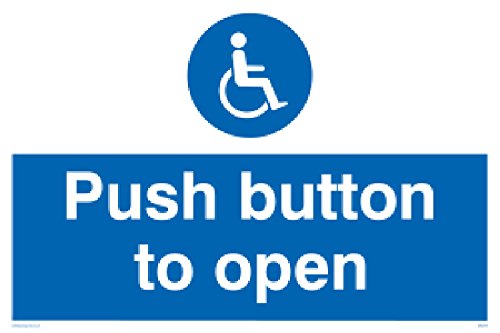 Viking Signs MA5578-A1L-AC”Push Button To Open” Sign, Aluminium ...