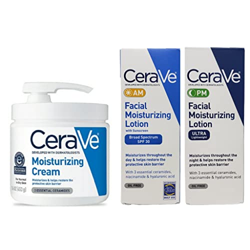 CeraVe Daily Skincare Bundle - CeraVe Moisturizing Cream Tub with Pump ...