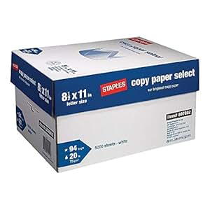Amazon.com : Staples Copy Paper Select Inkjet and Laser, 20 lb, 5000 ...