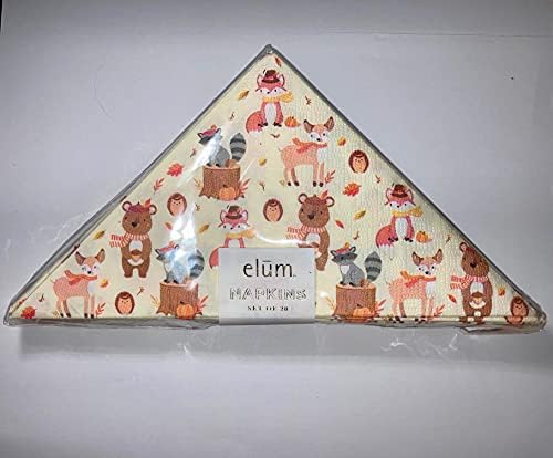 Elum Designs Triangle-Folded Paper Napkins, Woodland Animals, 20 count ...
