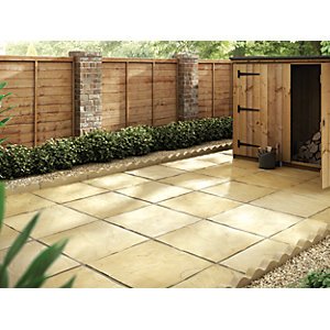 Marshalls Pendle Buff Paving Slab 450mm x 450mm x 32mm - Lightly riven ...