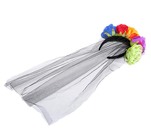 nijuh カチューシャ ヘアアクセサリー コスプレ 仮装 衣装 花 ベール レース 花嫁 ハロウィン パーティー レディース (ブラック)の ...