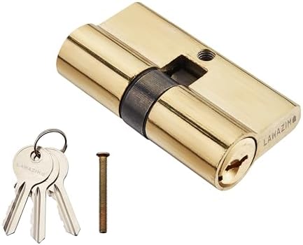 Lawazim Door Lock Cylinder with 3-piece Keys - 60mm Gold- Pickproof ...