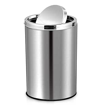 Robustt Swing Lid Dustbin - 60L | Silver Stainless Steel Trash Can | 12 ...
