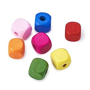 Amazon.com: 100PCS Mixed Color Cube Dyed Wood Beads For Jewelry Making ...