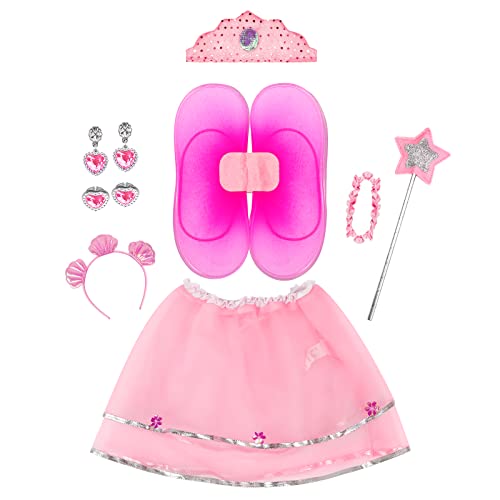 Jeowoqao Girls Dress Up Costume Set, Fairy and Mermaid Role Play Dress ...