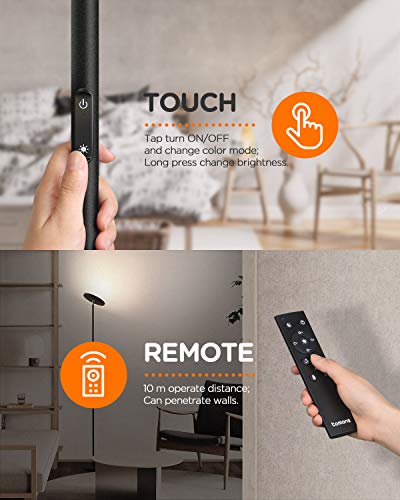 Tomons Staande lamp LED dimbaar, vloerlamp traploos dimbaar, 30W LED ...