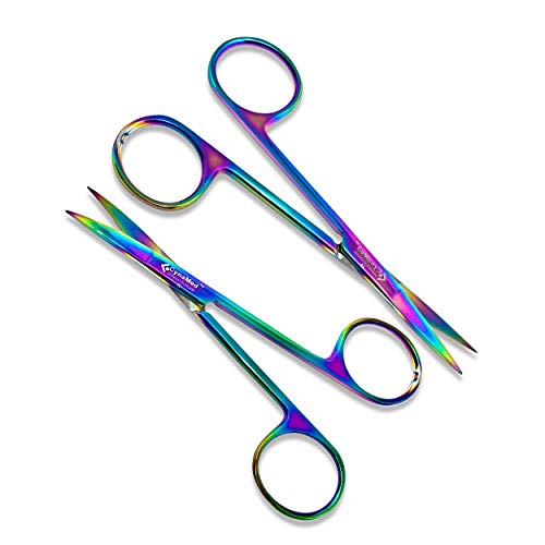 Cynamed Set of 2 Iris Micro Dissecting Scissors with Multicolor/Rainbow ...
