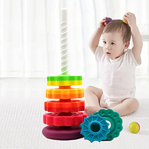 LUCKFUTURE Educational Spinning Stacking Toys, Rainbow Stacking Rings ...