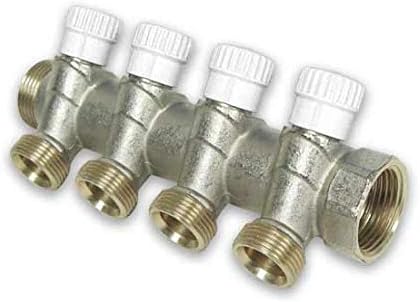 4- fach Messing Verteiler, mit Absperrventil blau, Balken mit [1''IG x ...