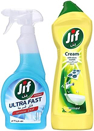 JIF Cream Lemon With Microparticles 750 ml +Jif Spray Ultra Fast Window ...