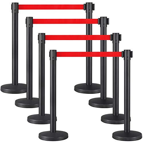 Yaheetech 8-Pack Stanchion Post Rope Barriers - Heavy Duty Black Crowd ...