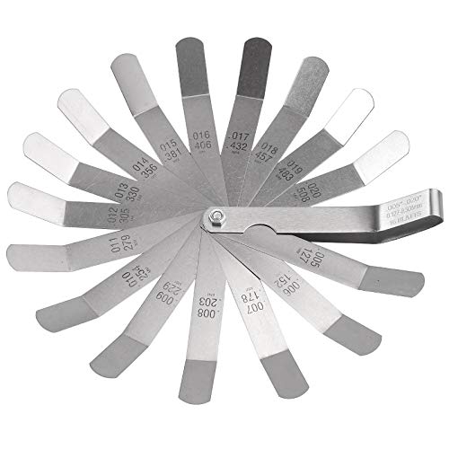 CAMWAY Bent Feeler Gauge 16 Blade Feeler Gauge Imperial/Metric 45º Blades Offset Stainless Steel ...