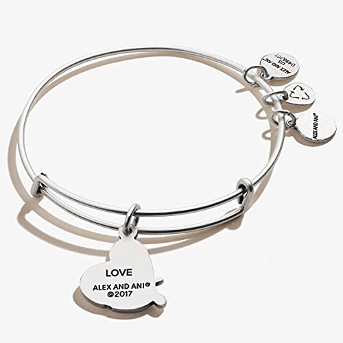 Alex and Ani Path of Symbols Expandable Bangle for Women, Love Charm, Rafaelian Silver Finish, 2 ...