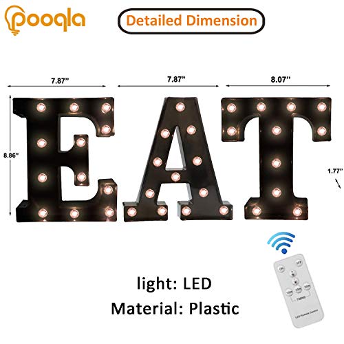 Remote EAT LED Sign - Illuminated EAT Lights - Black Light Up Marquee ...