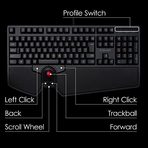 ELECOM Japanese Layout Wired Keyboard with Built-in Trackball & Scroll ...