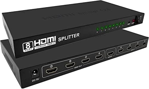 Tobo 1x8 HDMI Splitter, 4K@2K, 8 Ports, Supports 1080P, 3D, HDMI 1.4 ...