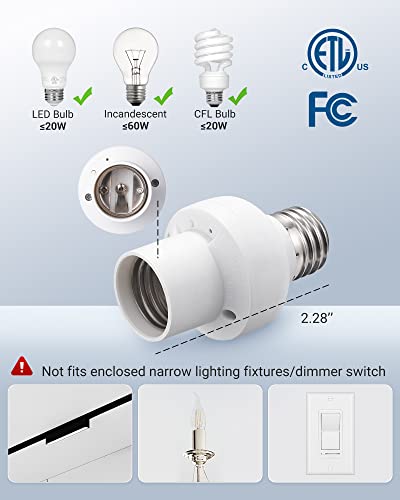 DEWENWILS Remote Control Light Bulb Socket, Wireless Light Switch for ...