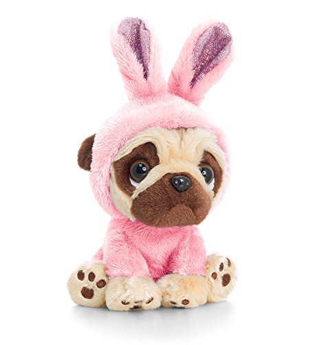 Pugsley 20cm Pink Bunny Ears Pug Plush Soft Toy Teddy SD1232