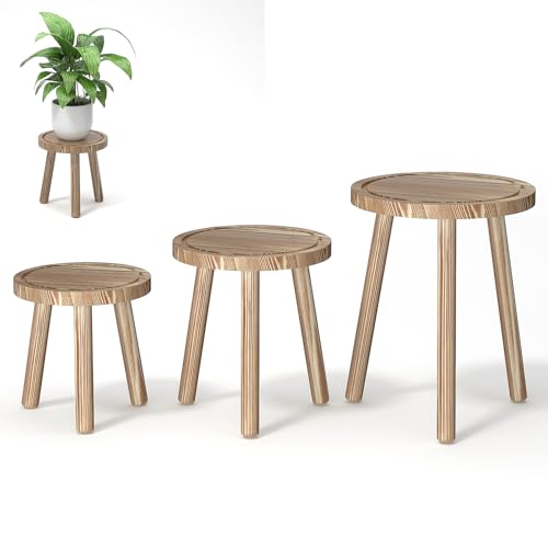 Vecxoty 3-Pack Wood Plant Stands Indoor, Single Plant Stand for 6-12 ...