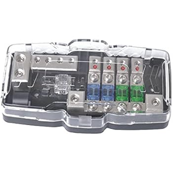 Amazon.com: Multi-functional LED Car Audio Stereo ANL Fuse Holder Distribution 0/4ga 4 Way Fuses ...