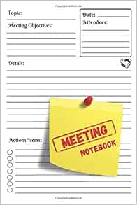 Amazon.com: Meeting Notebook: Taking Minutes of Meetings Notes Meeting ...