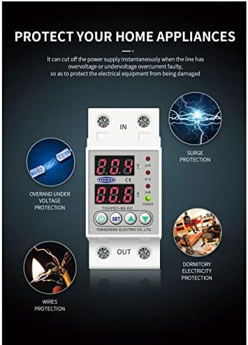 High Low Current Voltage Protector 2 Digital Display 40A Adjustment ...