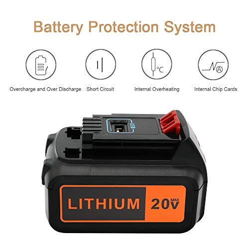 LBXR20 6.0Ah 20V MAX Replacement Lithium Battery Compatible with Black ...