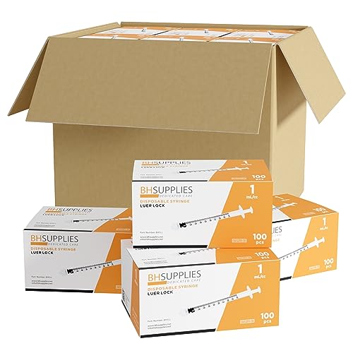 Bulk Case: BH Supplies 1mL Sterile Luer Lock Syringe - Individually ...