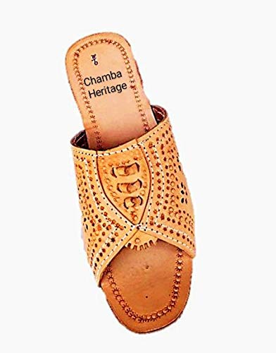 Chamba Chappal Genuine Leather Slipper/Sandal/Jutti 54 Biege: Buy ...