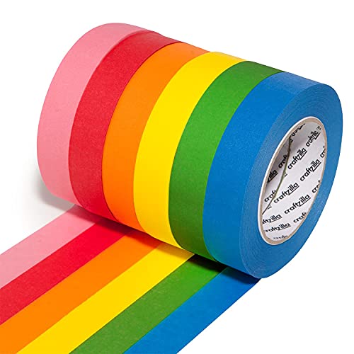 Craftzilla Colored Masking Tape – 6 Color Masking Tape Rolls – 990 Feet ...