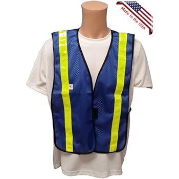 Soft Mesh Royal Blue Safety Vests with Lime Stripes - - Amazon.com