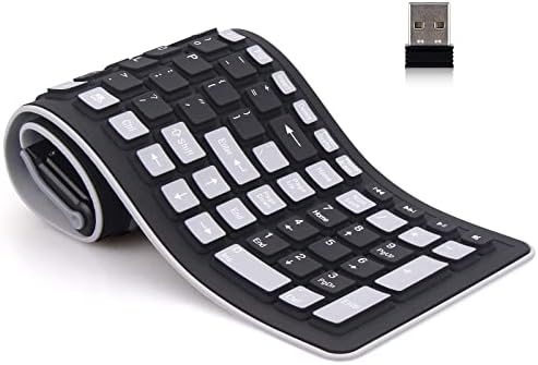KASTWAVE Wireless Silicone Keyboard, 2.4GHz Wireless, Foldable Rollup ...