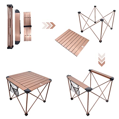 GEERTOP Camping Side Table, Portable Camp Roll Up Table Square Folding ...