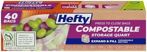 Hefty® Compostable Quart Food Storage Bags Press-To-Close Expandable ...